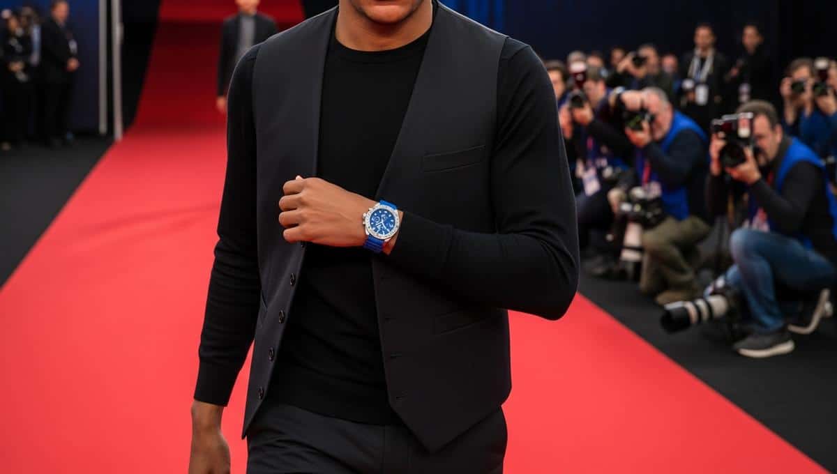 Kylian Mbappé displays an XXL blue watch costing over 140,000 euros
